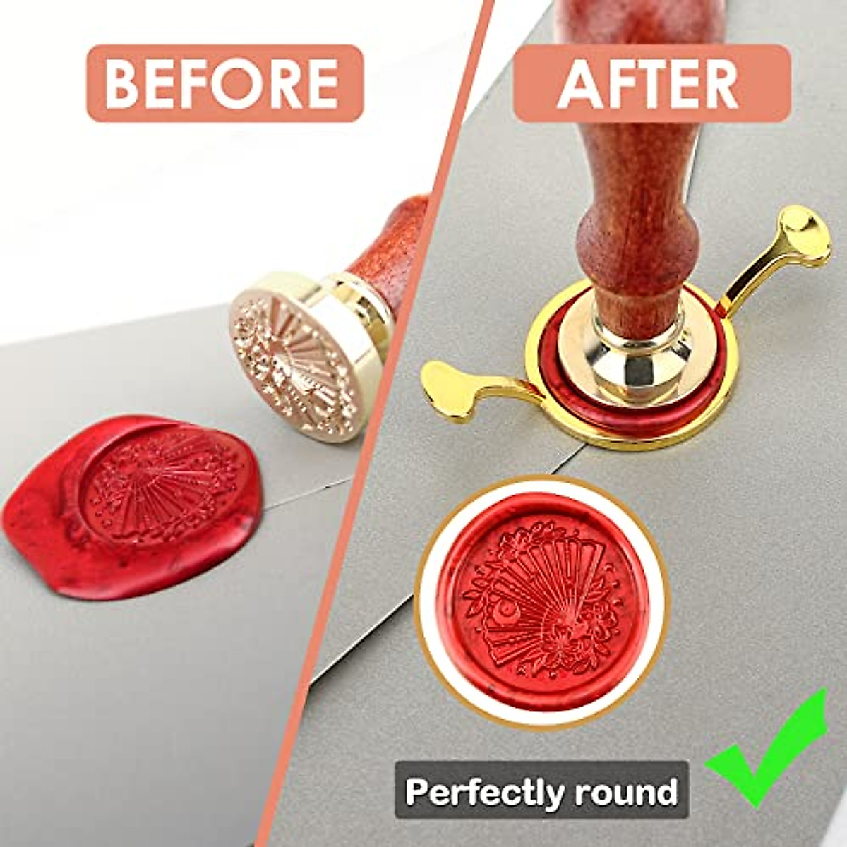 3-Pack Metal Wax Seal Molds with Round Flower Heart Shape for 1 Inch Wax Seal Stamp, Silicone Wax Seal Mat, DIY Craft Adhesive Waxing for Wedding Invitations Envelopes Cards Gifts Wine Wrapping