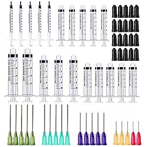 BSTEAN Syringe Blunt Tip Needles Caps Refilling and Measuring Liquids, Adhesives, Oil or Glue Applicator (1ml, 3ml, 5ml, 10ml, 20ml)