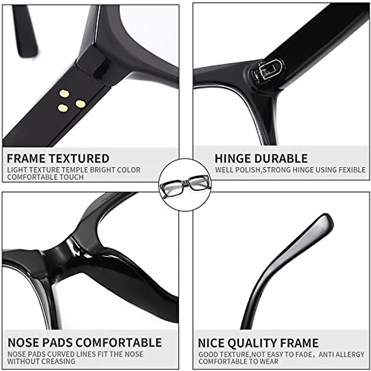 Bouryo Vintage Clear Lens Glasses for Women, Non-prescription Classic Square Eyewear Thick Frame Eyeglasses