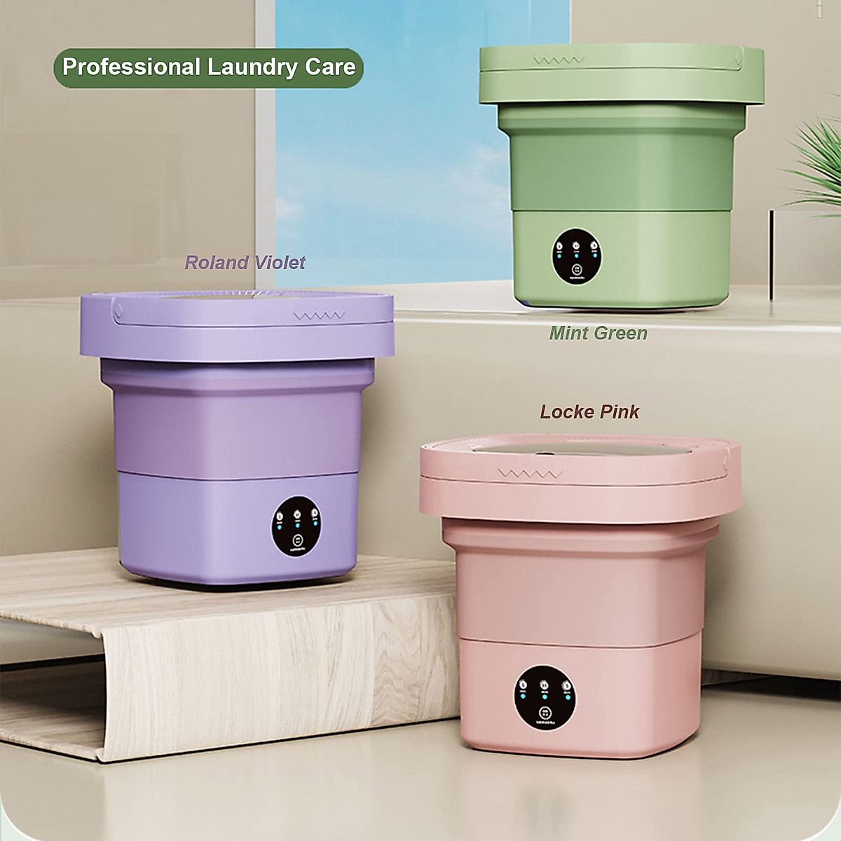 ZJFLNZYC Portable Mini Washing Machine, Folding Mini Washing Machine With Spinner,3 Modes Deep Cleaning, Suitable For Apartments, Dormitories, Camping, RV Travel(6.5L-Pink)