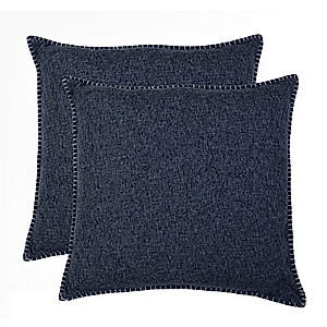 Thro by Marlo Lorenz Georgetown Chunky Weave Whipstitch Square, Set of 2 Throw Pillow, Denim Blue