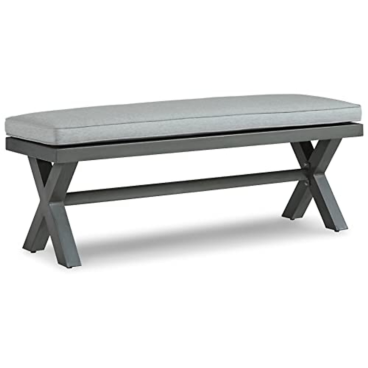 Signature Design by Ashley Elite Park Casual Outdoor Aluminum Bench with Cushion, Gray