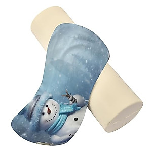 xigua Christmas Snowman Neck Roll Pillow for Neck Relief with Removable Washable Cover - Memory Foam Round Cylinder Bolster, Ergonomically Designed for Head, Neck, Back, and Legs