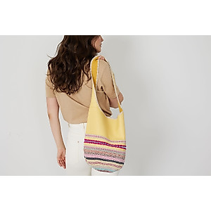 The Sak 120 Hobo Bag in Crochet - Large Women's Purse & Shoulder Bag for Everyday Travel - Durable Handbag With Back Zipper Pocket and Magnetic Snap Closure - Leather/Moss Suede