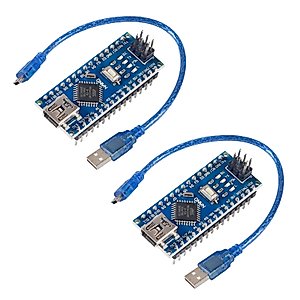 Diitao 2pcs for Nano V3.0 Module,5V 16MHz ATmega328P CH340G Chip Microcontroller Development Board for Arduino (with USB Cable)