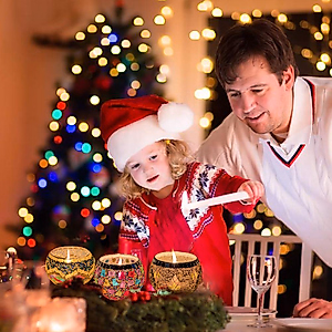 IIQ Votive Candle And Tealight Holders for Table, Handmade Stained Glass Beauties for Home Decor/Party Decorations