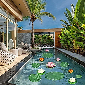 ZAUGONTW 20 Pcs Artificial Lily Pads for Ponds, Realistic Floating Lily Pads Leaves, Lotus Leaves Water Lily Pads Artificial Foliage Pond Decor for Koi Fish Pool Patio Aquarium