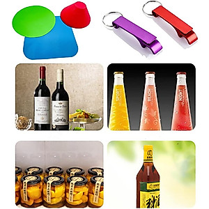 Multi-Function Non Slip Rubber Jar Opener for Weak Hands, 8 Pack Silicone Jar Opener Pads with 2 Mini Bottle Lid Opener for Kitchen Coasters