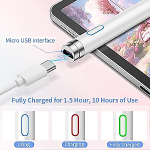 Stylus Pens for Touch Screens, Active Stylus with Fine Point Tip, High Sensitivity Stylus, Compatible with iPad/iPhone/Android/Tablets and Other Capacitive Touch Screens Devices