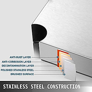 VEVOR Stainless Steel Shelving 48x18.5 Inch 5 Tier Adjustable Shelf Storage Unit Stainless Steel Heavy Duty Shelving for Kitchen Commercial Office Garage Storage 330lb Per Shelf