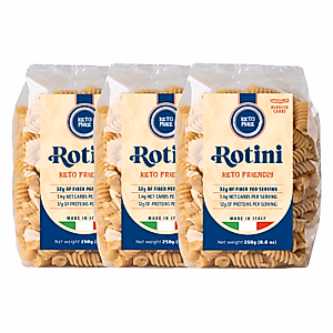 Tinello Keto Mike Low carb Pasta alternative, High protein, 1.4g net carb (Rotini, Pack of 3)