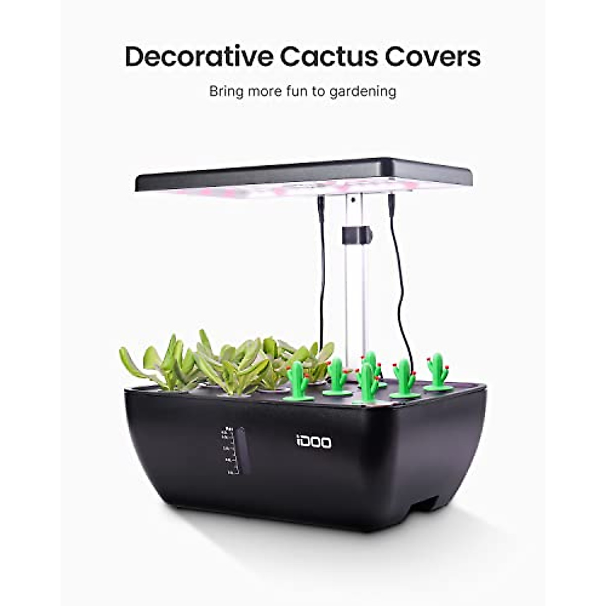 iDOO WiFi 12 Pods Hydroponic Growing System with 6.5L Water Tank, Smart Hydro Indoor Herb Garden Up to 14.5", Plants Germination Kit with Pump System, Fan, Grow Light for Home Kitchen Gardening, Black
