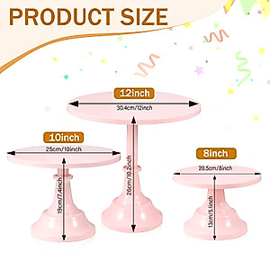 4 Pcs Pink Cake Stand Set Round Metal Cake Stands Metal Cupcake Holder Pink Dessert Table Display Set for Wedding Birthday Party Baby Shower Anniversaries Supplies