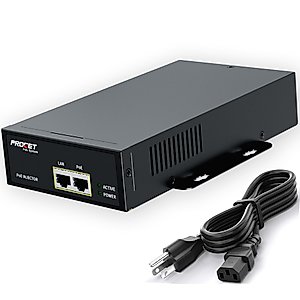 PROCET PoE Iniector 75W Active PoE++ Industrial Grade Gigabit PoE Power Injector, 6KV Surge Protection, -40°F to 149°F for PTZ Camera, Wireless AP, PoS System, Kiosks, PT-PSE107GHRO-A