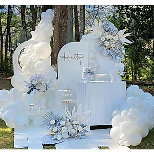 130pcs White Balloons Garlands Kit, 18" 12" 10" 5" Different Sizes Pack White Latex Balloon Arch for Birthday Graduation Wedding Anniversary Party Decorations(With 2 Ribbons)