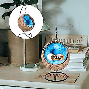 TEHAUX Natural Coconut Shell Bird Nest House Bed with Warm Pad for Parrot Parakeet Hamster Rat Mice Chinchilla Cage Toy Nesting Box