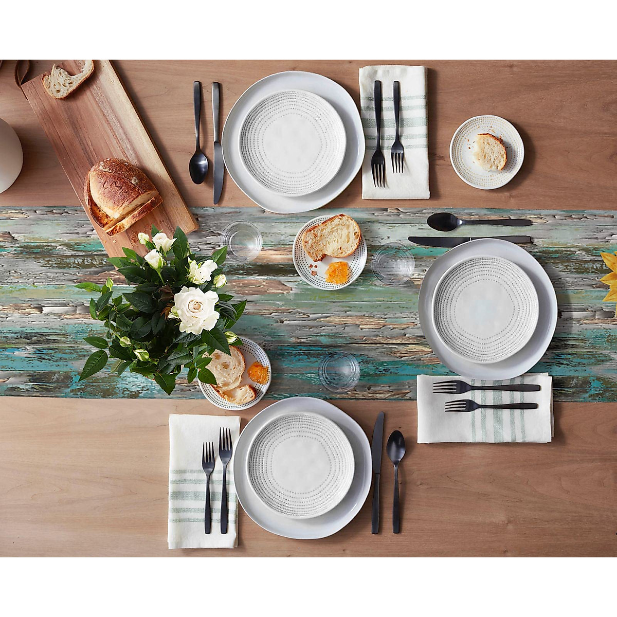 Summer Sunflowers Table Runner 36 Inches Long Farmhouse Dress Scarves, Spring Floral Botanical Teal Brown Retro Wood Dining Tablerunner for Coffee Table/Kitchen Island/Party Décor, Small 13" x 36"