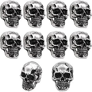 Skull Vintage Fridge Magnets Refrigerator Magnets, Cool, Strong, Cute, Funny Goth Fridge Magnets for Home Kitchen Decor, Office Whiteboards, Lockers, Maps, Calendars, Files, Photos (Silver 10 Pcs)