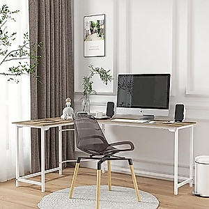 bzbbzc 47 Inches L Shaped Corner Desk,Sturdy Home Office Computer Desk Gaming Desk Writing Table Workstation Space Saving Easy Assembly White