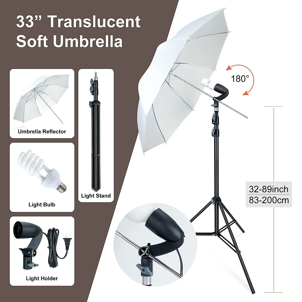 LINCO Lincostore Photo Video Studio Light Kit AM169 - Including 3 Color Backdrops (Black/White/Green) Background Screen