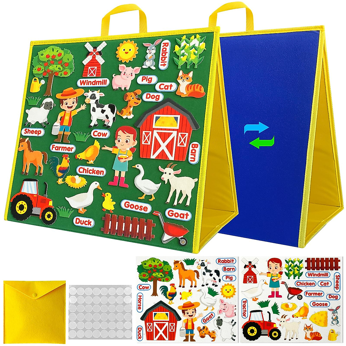 Felt Board&Story Sets and Pieces for Toddlers ,Flannel Board Quiet Time Books for Children,Foldable,Double Sided, Felt Learning Board for The Classroom,Felt Toys Activities for Kids (Zoo Animals)