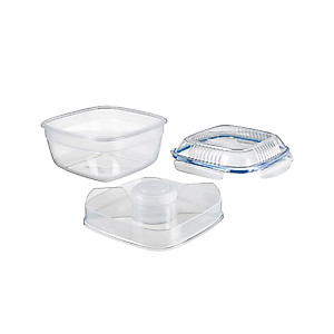 Lock & Lock Easy Essentials Food Storage Salad Bowl Container with Tray, 54-Ounce - Clear