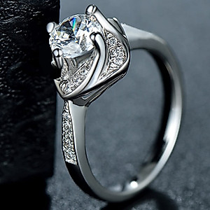 Jude Jewelers Platinum Plated Simulated Cubic Zircon Diamond Solitaire Wedding Engagement Proposal Ring (Silver, 12)