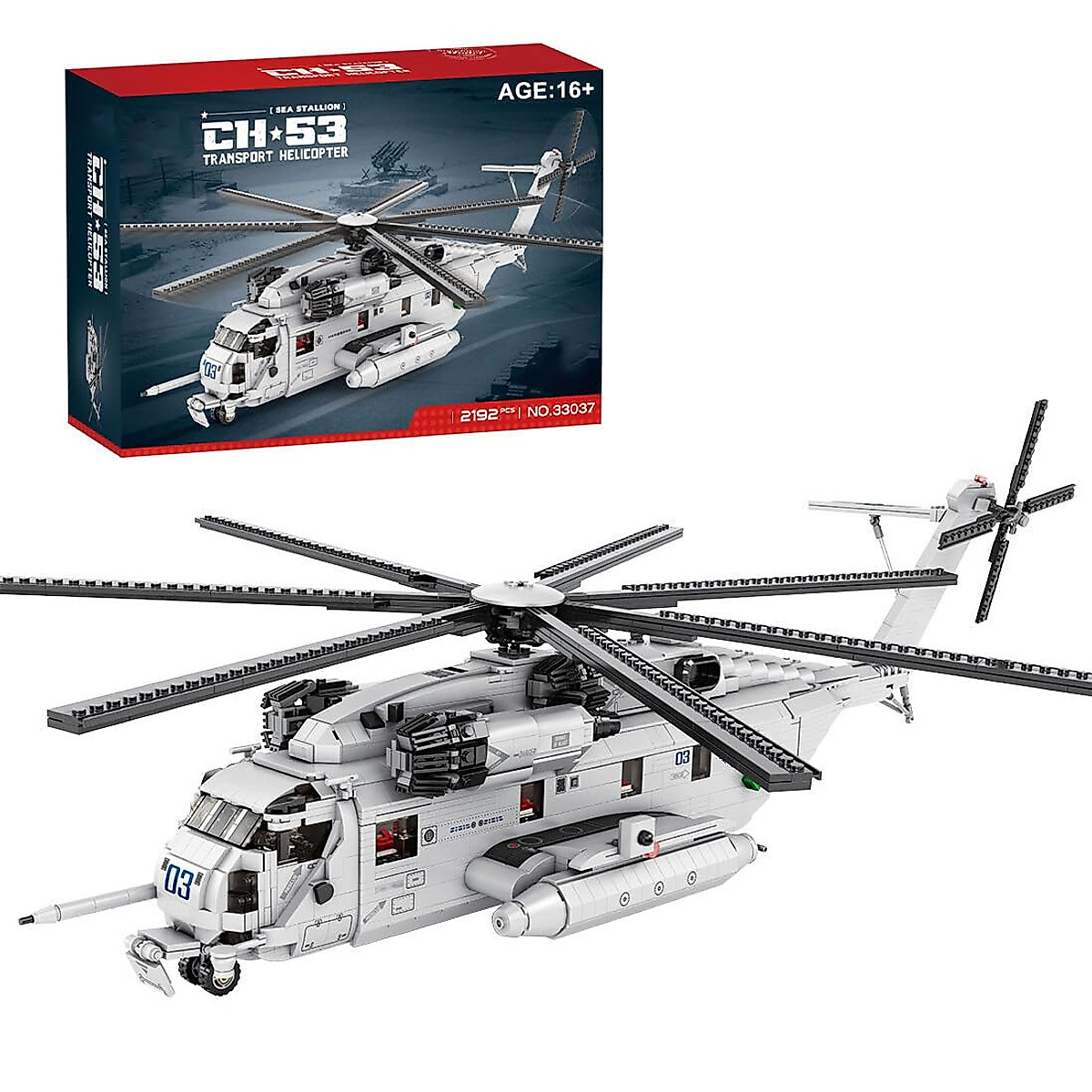 CHUO Military Army Airplane Building Bricks, MOC-127265 CH-53E Super Stallion Military Helicopter Building Blocks, 1/35 MOC Aircraft Model Plane Toy (2192 PCS)