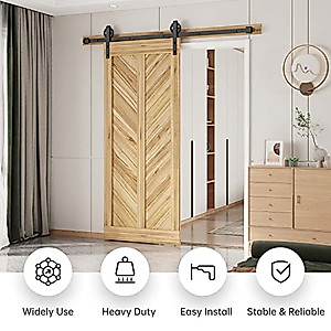 EaseLife 6.6 FT Sliding Barn Door Hardware Track Kit,Big Spoke Wheel,Heavy Duty,Slide Smoothly Quietly,Easy Install (6.6FT Track Kit for 36"~40" Wide Single Door)