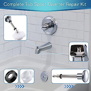 Enhon 2 Set Tub Spout Diverter Repair Kit, Includes 2 x Diverter Valve Stems, 2 x Cup Seals and 2 x Gates, Bathroom Shower Bathtub Leaky Faucet Repair Replacement Parts (Chrome,Classic)