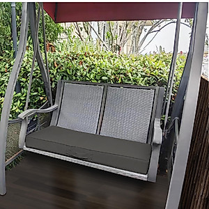 Faible Poisson Outdoor Bench Cushion and Replacement Cover, 60 x 18 Inch Waterproof Porch Swing Cushions with Handle and Anti-Slip Straps for Garden Patio Furniture