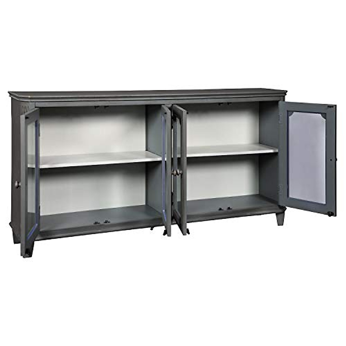 Signature Design by Ashley Mirimyn Vintage 68" 4-Door Accent Cabinet with Mirrored Glass and 2 Adjustable Shelves, Gray
