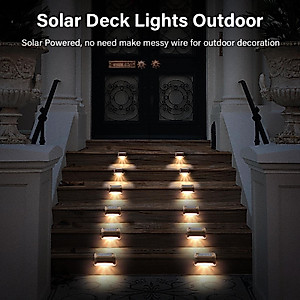 PSORLK Solar Deck Lights Outdoor, 16 Pack Solar Step Lights Waterproof LED Solar Powered Outside Patio Lights Decor Lighting for Fence Post,Wall,Railing,Yard,Step,Stairs,Deck and Pathway (Warm White)