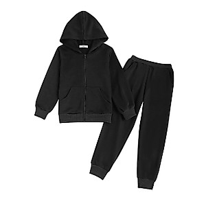 Boyoo Boys' 2 Piece Athletic Tracksuit Jogging Sets Outfit Sweatsuit Zip Up Hoodie and Active Pants for Kids 5-14 Years