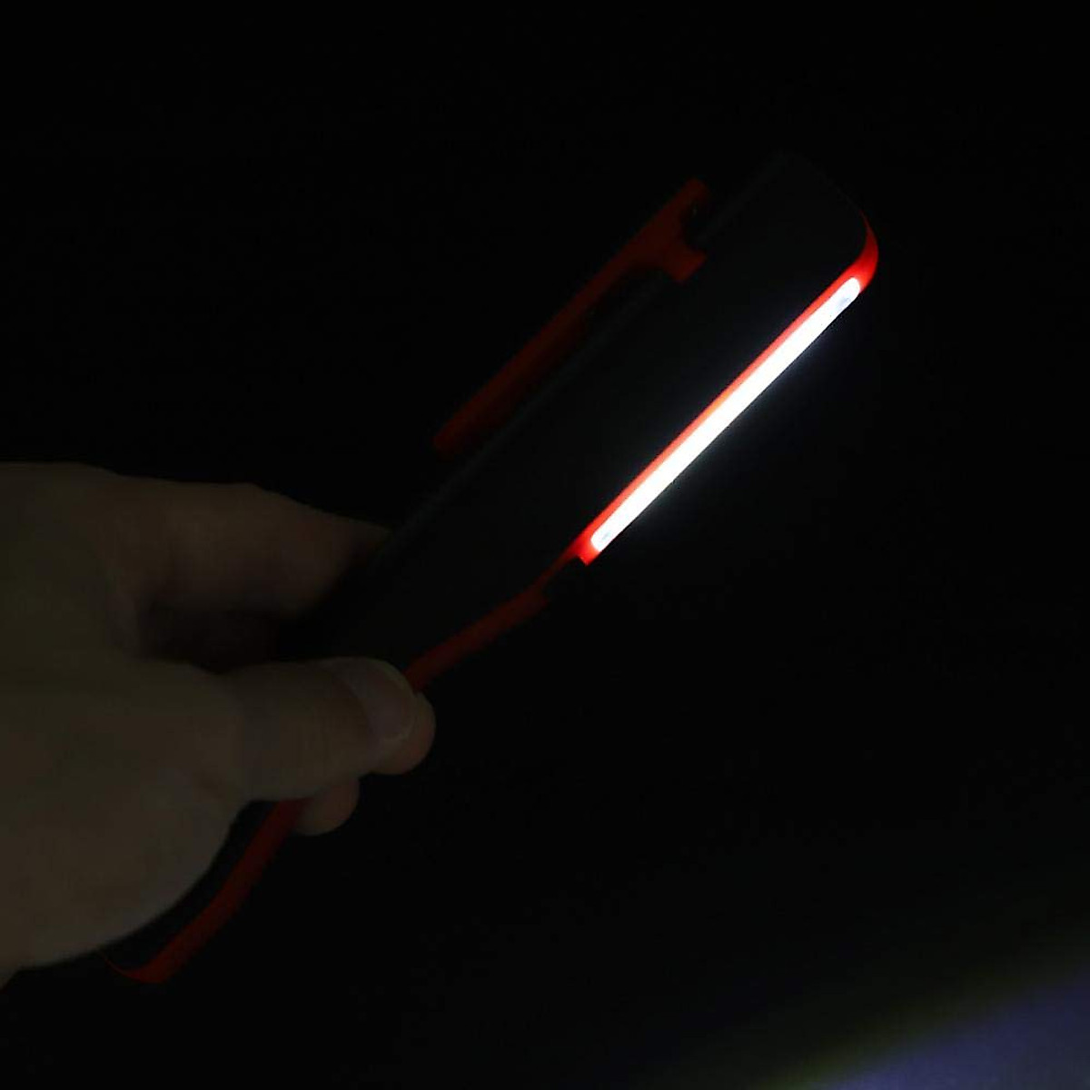 mumisuto LED Tactical Small Flashlight, Adjustable Brightness, Pen Flashlight Rechargeable LED Flashlight Pocket Light Work Light with Magnetic Rotating Clip for Hiking, Everyday Use(Red)