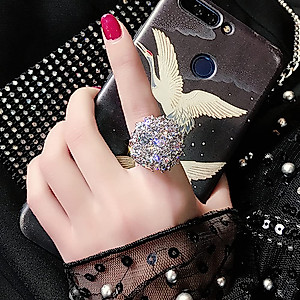 925 Sterling Silver Shiny Full Diamond Ring Super Flash Cubic Zirconia Flower Shape Ring CZ Diamond Ring Personality Ring for Women (US Code 7)