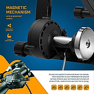 Alpcour Bike Trainer Stand for Indoor Riding – Portable Stainless Steel Indoor Trainer w/Magnetic Flywheel, Noise Reduction, 6 Resistance Settings & Bag – Stationary Exercise for Road & Mountain Bikes