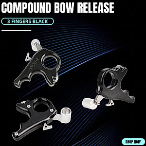 ZSHJGJR Compound Bow Release - CNC Aluminium Alloy, Finger Alloy Thumb Bow Release for Compound Bow, Bow Trigger Release, Hunting Target Practice Accessories (3 Fingers Black)