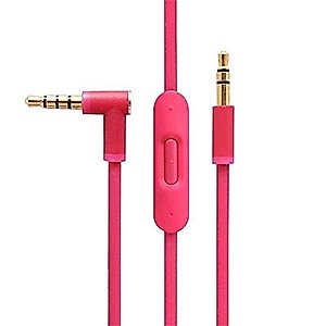Replacement Audio Cable Cord with in-line Mic Audio Extension Cable and Remote Control Compatible with Beats by Dr Dre Headphones Solo/Studio/Pro/Detox/Mixr/Executive/Pill (Pink)