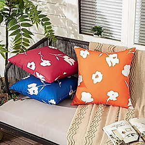 MIULEE Outdoor Pillow Covers 18x18 Inch Navy Blue Set of 2 Spring Pillowcase Waterproof Printed Cushion Covers Water Resistant Pillowcases for Summer Sofa Balcony Couch Patio Furniture Garden