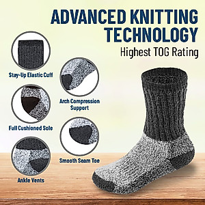 Debra Weitzner Kids Thermal Socks for Boys Girls Warm Winter Boot Socks 2 Pack Insulated Socks