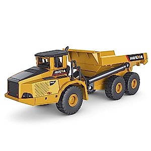 Dollox Die-cast Articulated Dump Truck Toys 1/50 Metal Heavy Duty Construction Vehicle Toys Articulated Dump Truck Engineering Vehicle Model Collection Alloy Truck Decoration Toy Gift for Kids