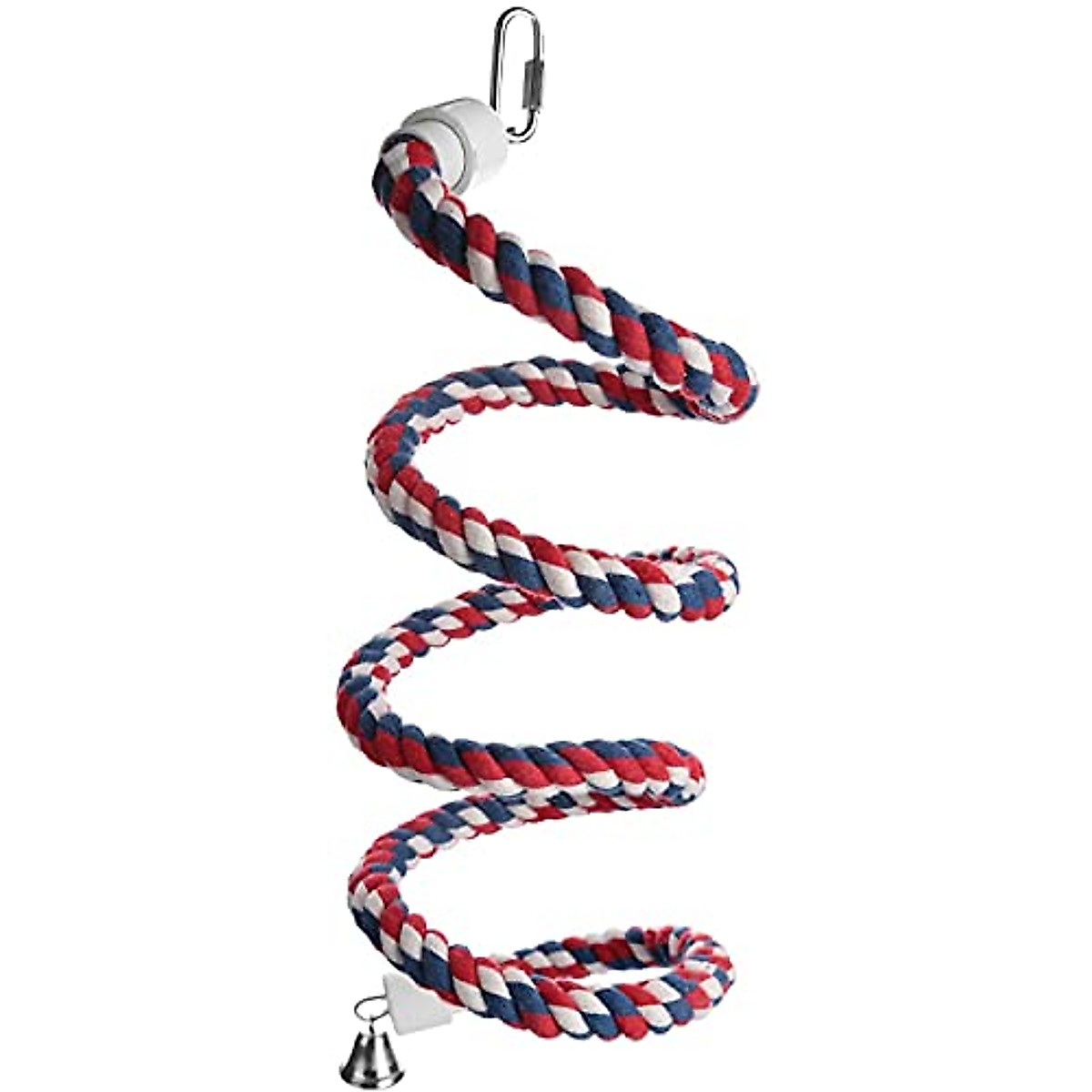 QYS Bird Spiral Rope Perch, Cotton Parrot Swing Climbing Standing Toys with Bell