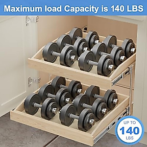 LOVMOR 2 Tier Pull Slide out Cabinet Organizer 19½"W x 21" D,Cabinet Drawer Organizer with U Bracket,Slide out Pantry Shelves with Full Extension Rail Slide, Pull out Drawer for Kitchen Cabinet