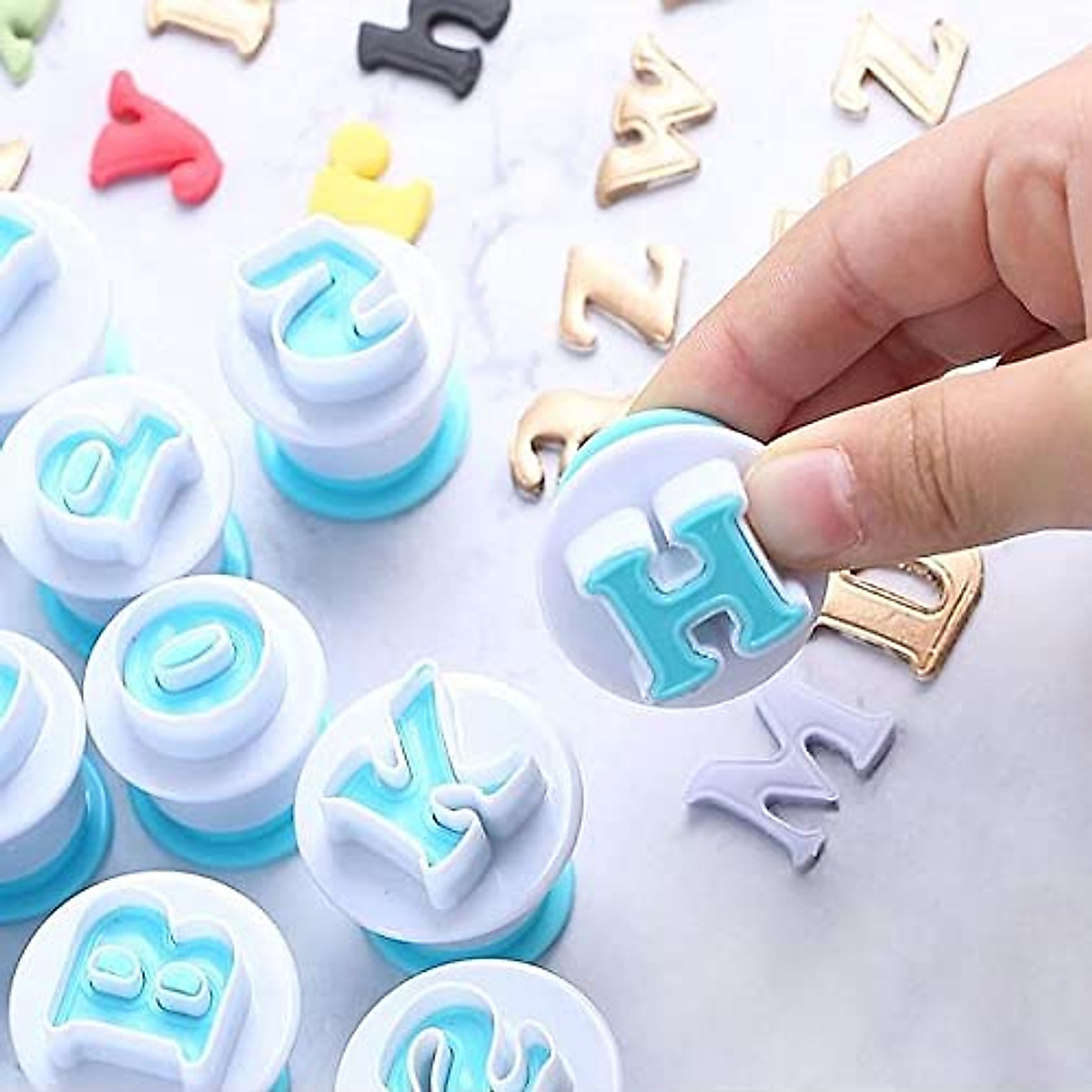 26PCS/Set Alphabet Numbers Cookie Stamp Cutter Cake Mold Letter Fondant Cake Biscuit Mold XMAS DIY GIFT Baking Mould Cake Tool Embosser Cutter