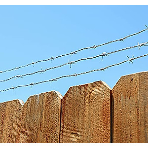 Barbed Wire Roll - Razor Barbed Wire Fence for Outdoor, Repellent and Crafts, 25 feet 18 Gauge 4 Point Barb Wire