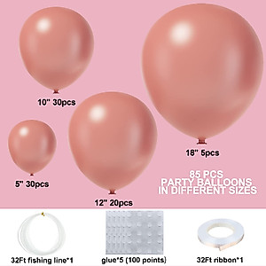 Dusty Pink Balloons 85Pcs Vintage Dusty Pink Balloon Garland Arch Kit 5/10/12/18 Inch Matte Latex Dusty Pink Balloons Different Sizes as Birthday Baby Shower Wedding Bridal Shower Party Decorations