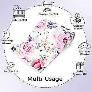 Pea Pod 30'' x 40''Baby Blankets, Super Soft Floral Minky Toddler Newborn Blanket for Boys Girls, Dotted Backing, Double Layer, Crib Receiving Blanket for Nursery/Stroller/Toddler Bed/Baby Carseat