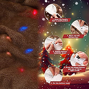 Christmas LED Reindeer Dog Costume Ultra Soft Elk Puppy Jumpsuits Light-up Dogs Sweater Coral Velvet Fleece Hoodie Coat Winter Warm Pet Hoodies Cute Cat Jacket Clothes (Medium)