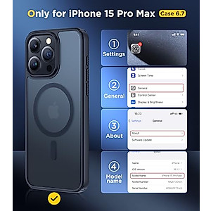 Humixx for iPhone 15 Pro Max Case Magnetic,[14 FT Drop Protection] [Compatible with Magsafe] Translucent Matte Back Slim Shakeproof Protective15 Pro Max Phone Case 6.7'', Black Titanium